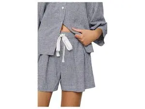 Eberjey Linen Blend Relaxed Fit Gingham Shorts - Gray