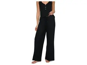 Eberjey Dream Rib Wide Leg Pajama Pants - Black