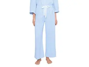 Eberjey Linen Blend Relaxed Fit Gingham Pajama Pants - Blue