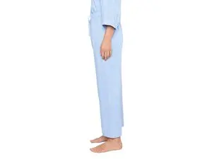 Eberjey Linen Blend Relaxed Fit Gingham Pajama Pants - Blue