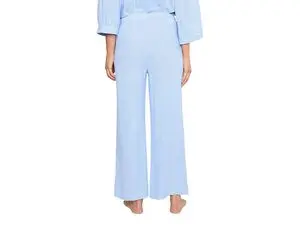 Eberjey Linen Blend Relaxed Fit Gingham Pajama Pants - Blue