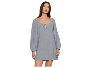 Eberjey Gingham Linen Blend Balloon Sleeve Dress - Gray