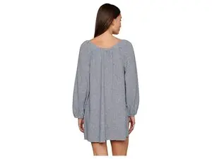 Eberjey Gingham Linen Blend Balloon Sleeve Dress - Gray