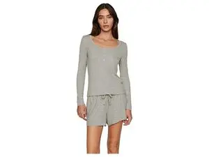 Eberjey Dream Rib Longsleeve Henley Pajama - Gray