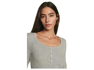Eberjey Dream Rib Longsleeve Henley Pajama - Gray