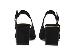 Vince Camuto Hamden Link Slingback Block Heel Pumps - Black
