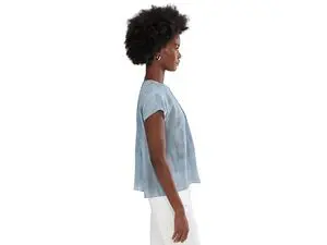 Vince Gathered Cap Sleeve Blouse - Blue