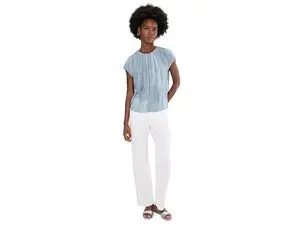 Vince Gathered Cap Sleeve Blouse - Blue