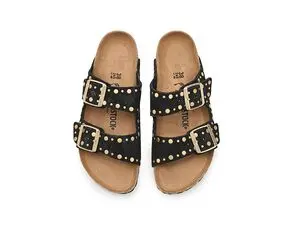 BIRKENSTOCK Arizona Rivets Suede Sandals - Black