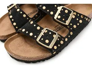 BIRKENSTOCK Arizona Rivets Suede Sandals - Black