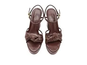 Schutz Kalina Platform Sandals Woven Knot Detail, Adjustable Straps - Brown