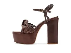 Schutz Kalina Platform Sandals Woven Knot Detail, Adjustable Straps - Brown