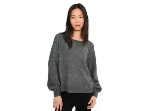 Vince Camuto Crew Neck Puff Sleeve Sweater - Gray