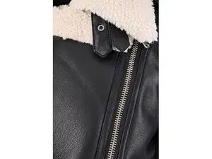 Vince Camuto Zip Front Faux Leather Jacket With Shearling Trim