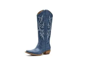 FRYE AND CO. Irlene Tall Deco Stitch Cowboy Boots - Blue