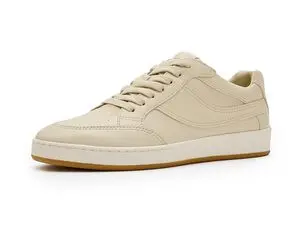 Men's Beige Leather Lace-Up Sneakers