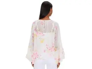 Vince Camuto Floral Print Double Ruffle Sleeve Blouse