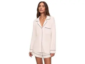 Eberjey Gisele Tenceltm Modal Long Sleeve Shorts Pj Set Pajama Sets /ivory - Navy