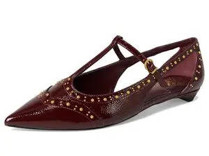 Vince Camuto Valkie Studded Kitten Heel T-strap Flat Mule - Orange