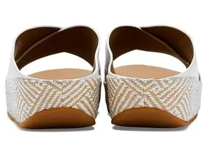 Fitflop Lulu Lux Graphic-weave Leather Cross Slides Wedge Shoes - Pink