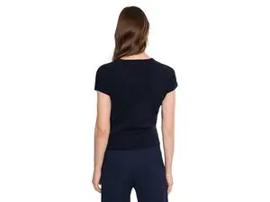Vince High V-neck Short Sleeve Sweater - Olive