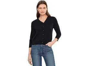 Vince Elbow Sleeve V-neck Cardigan - Black