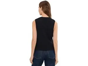 Vince Shadow Grid Cowl Neck Top - Black