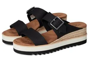Toms Diana Mule Bukle Wedge Sandals With Metal Buckle - Black