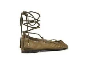 Madewell Greta Lace-up Ballet Flat In Mesh - Olive
