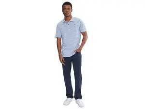 Lacoste Regular Fit Ultra Dry Striped Golf Polo Shirt Clothing /white - Blue