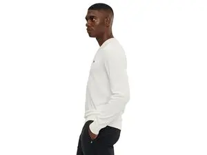Lacoste Monochrome Crew Neck Cotton Sweater - White