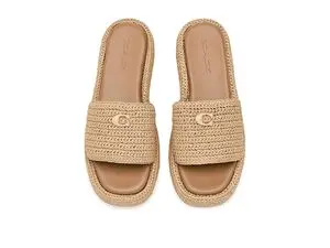 COACH Sculpted C Raffia Flatform Slides - Gray