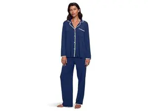 Eberjey Frida Long Pj Set Pajama Sets Navy/ivory - Blue