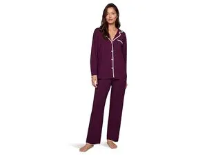Eberjey Frida Long Pj Set Pajama Sets Plum/ivory - Purple