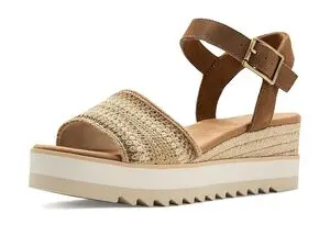 Toms Diana Platform Wedge Sandals With Buckled Ankle Strap - Brown