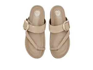 Vince Camuto Buckled Toe Loop Slide Sandals - Beige