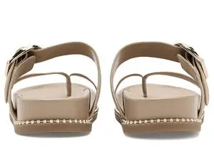 Vince Camuto Buckled Toe Loop Slide Sandals - Beige