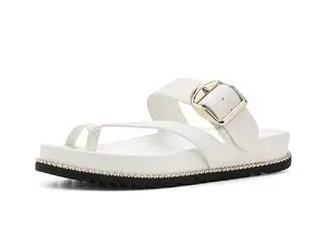 Vince Camuto Buckled Toe Loop Slide Sandals - Bianco