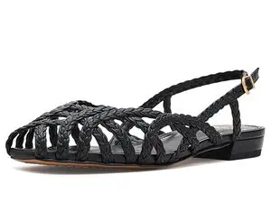 Vince Camuto Braided Strappy Flat Sandals - Black