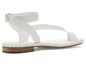 Vince Camuto Libahs Ankle Strap Flat Sandals With Toe Loop - White