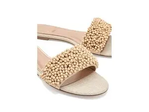 Vince Camuto Balea Embellished Beaded Band Flat Sandals - Gray