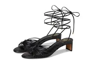 Vince Camuto Lory Ankle Wrap Kitten Heel Sandals - Black
