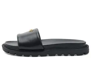 COACH Brynn Leather Slide Sandals With Gold Tone Hardware