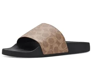 COACH Signature Canvas Pool Slides - Tan