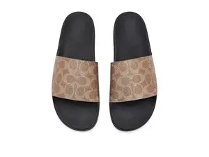 COACH Signature Canvas Pool Slides - Tan