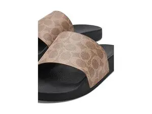 COACH Signature Canvas Pool Slides - Tan