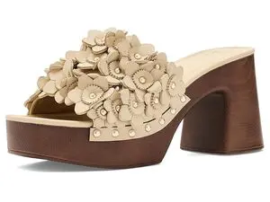 FRYE AND CO. Wylie Flower Embellished Chunky Heel Slides - Tan