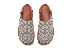 COACH Sculpted C Platform Clog In Signature Textile Jacquard - Beige