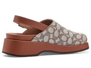 COACH Sculpted C Platform Clog In Signature Textile Jacquard - Beige