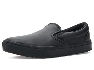 Vans Black Leather Slip Ons